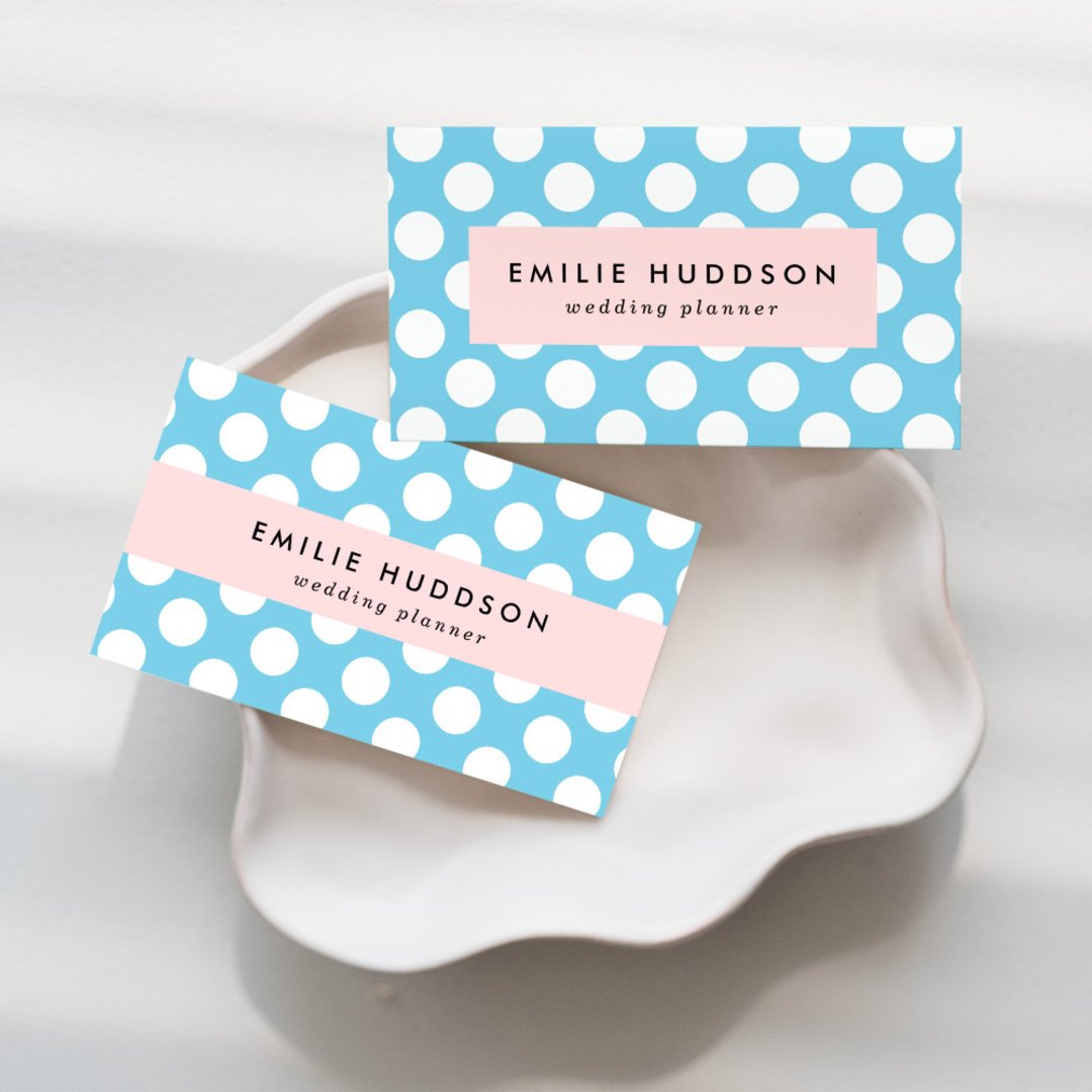 Blue Polka Dots, Polka Dot Pattern, Dots, Dotted Business Card | Zazzle