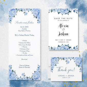 Blue Roses Wedding Invitation | Zazzle