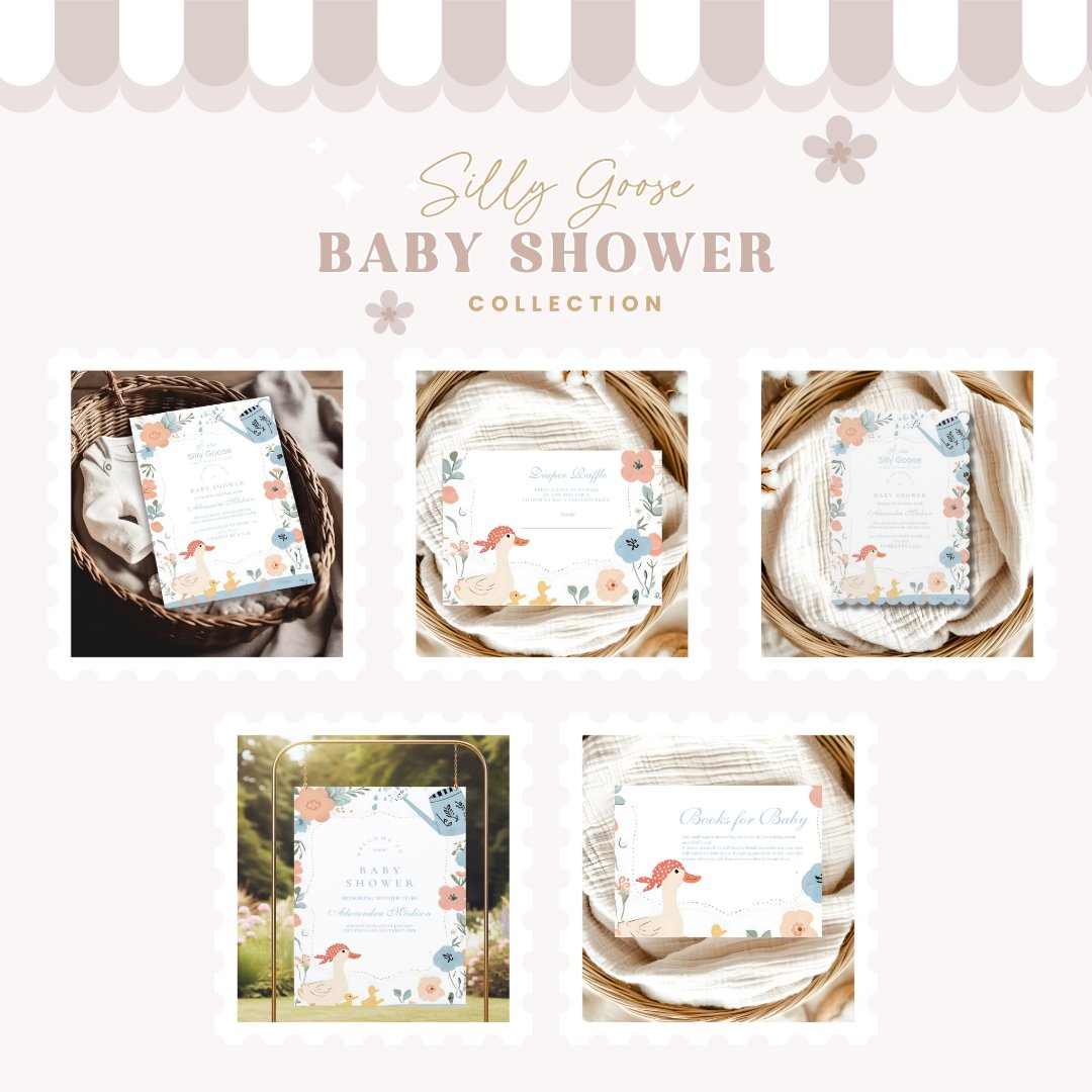 Blue Silly Goose Baby Shower Invitation | Zazzle