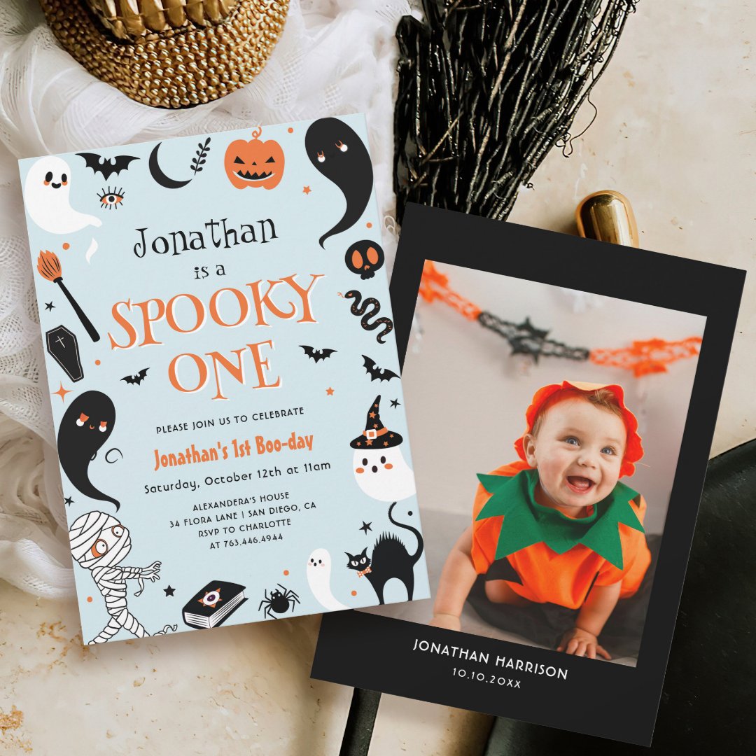 Blue Spooky One Halloween 1st Birthday Welcome Foam Board | Zazzle
