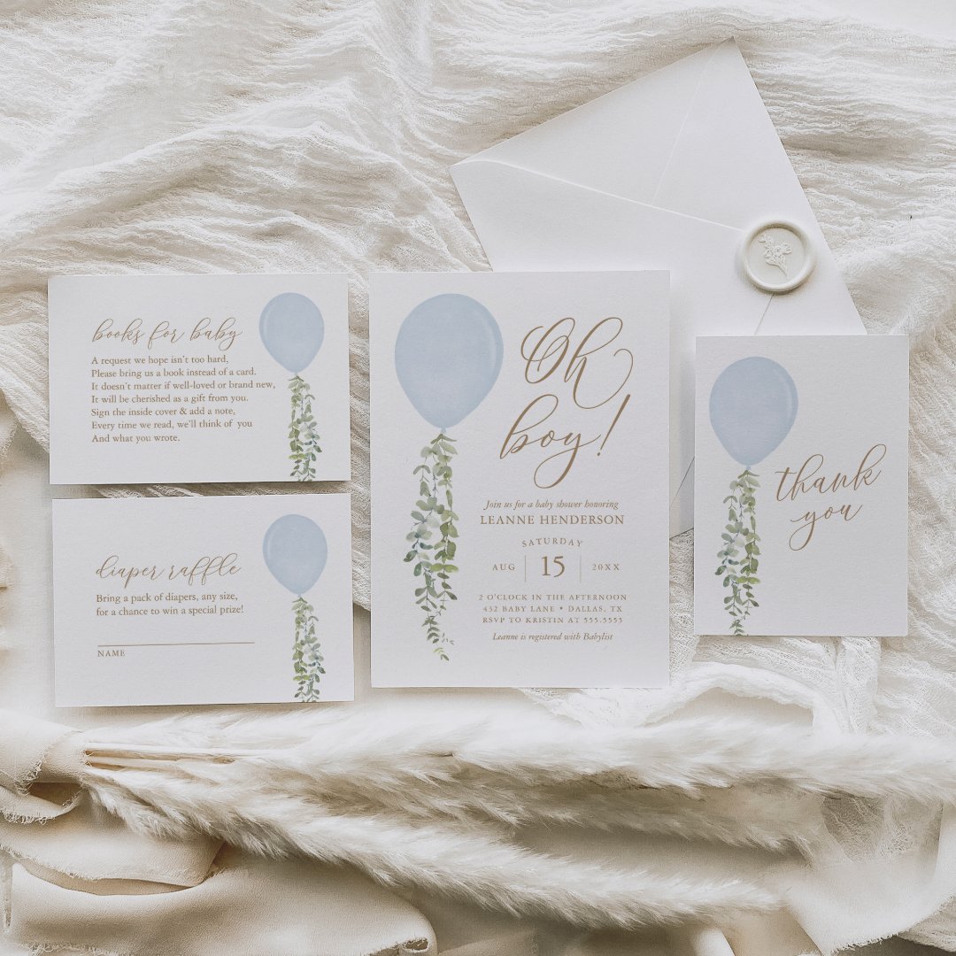 Diaper Raffle Sign Blue Balloon Boy Baby Shower | Zazzle