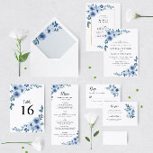 blue floral wedding invitation | Zazzle