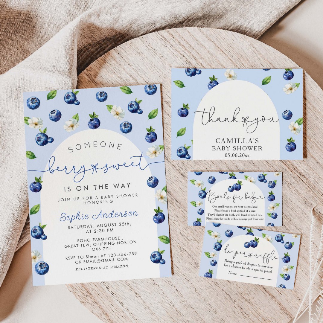Berry Sweet Blueberry Baby Shower Welcome Poster | Zazzle