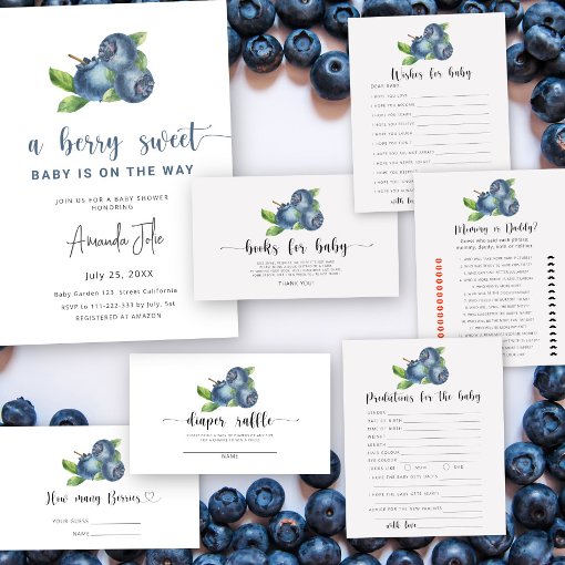 Blueberry - baby shower guess how many berries enclosure card | Zazzle
