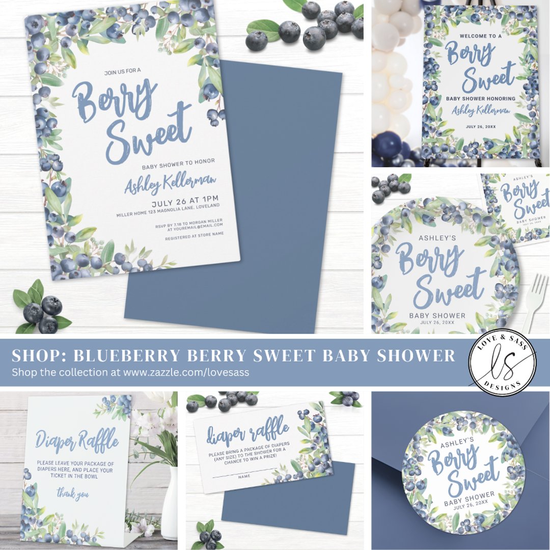 Blueberry Berry Sweet Baby Shower Invitation | Zazzle