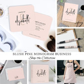 Monogram Lashes Esthetician Beauty Blush Pink Square Business Card | Zazzle
