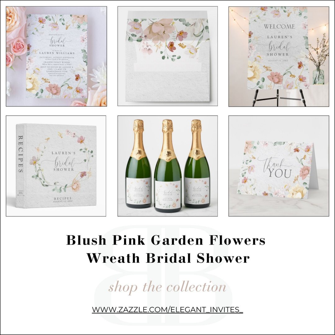 Blush Pink Garden Flowers Shower Bouquet Bar Pedestal Sign | Zazzle