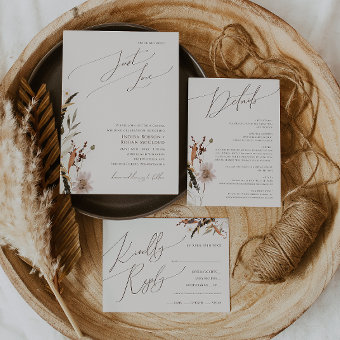 Boho Autumn Wildflower | Beige Table Number Chart | Zazzle