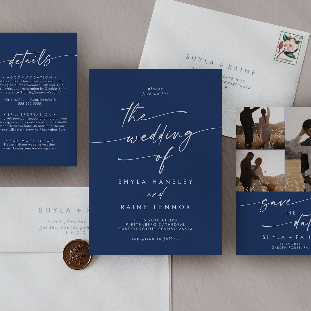 Boho Chic Royal Blue The Wedding Of Invitation | Zazzle