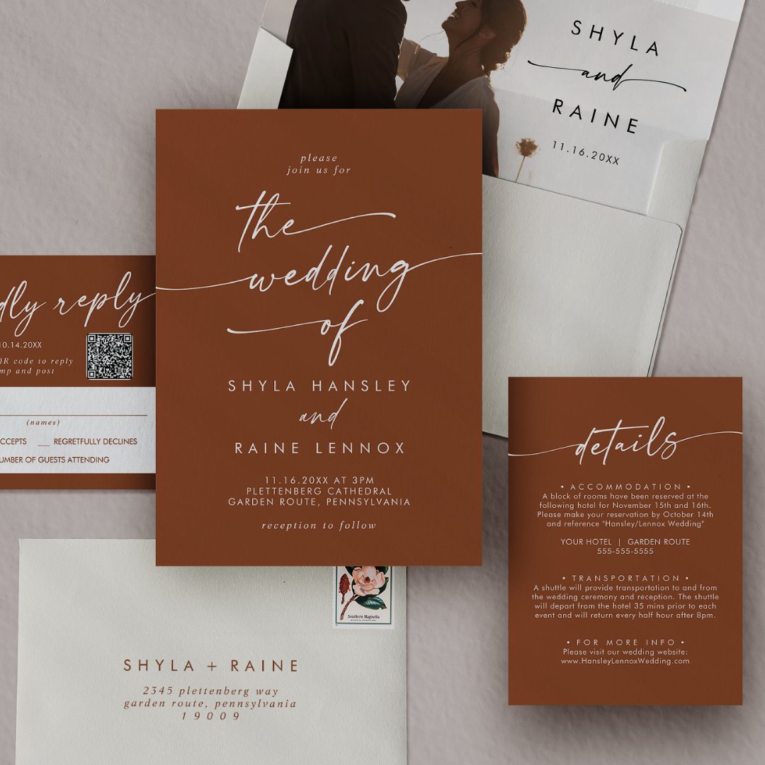 Boho Chic Terracotta Wedding Envelopes | Zazzle