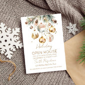 Christmas lunch party snowy boho watercolor invitation | Zazzle