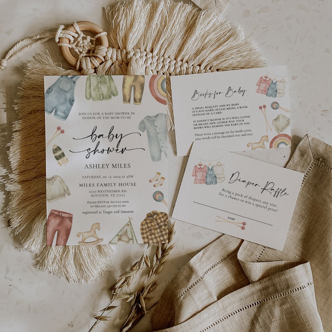 Boho Clothes Diaper Raffle Card | Zazzle