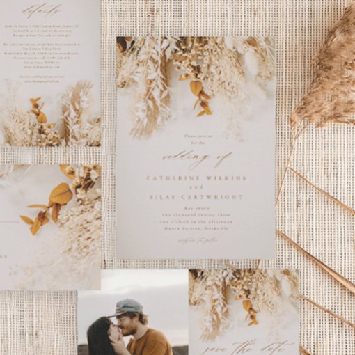 Boho Fall Flowers Wedding Invitation | Zazzle