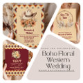 Boho Floral Western Wedding Invitation | Zazzle