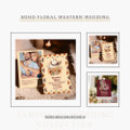 Boho Floral Western Wedding Invitation | Zazzle