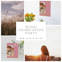 Modern Mauve Boho Chic Graduation Photo Foil Invitation | Zazzle