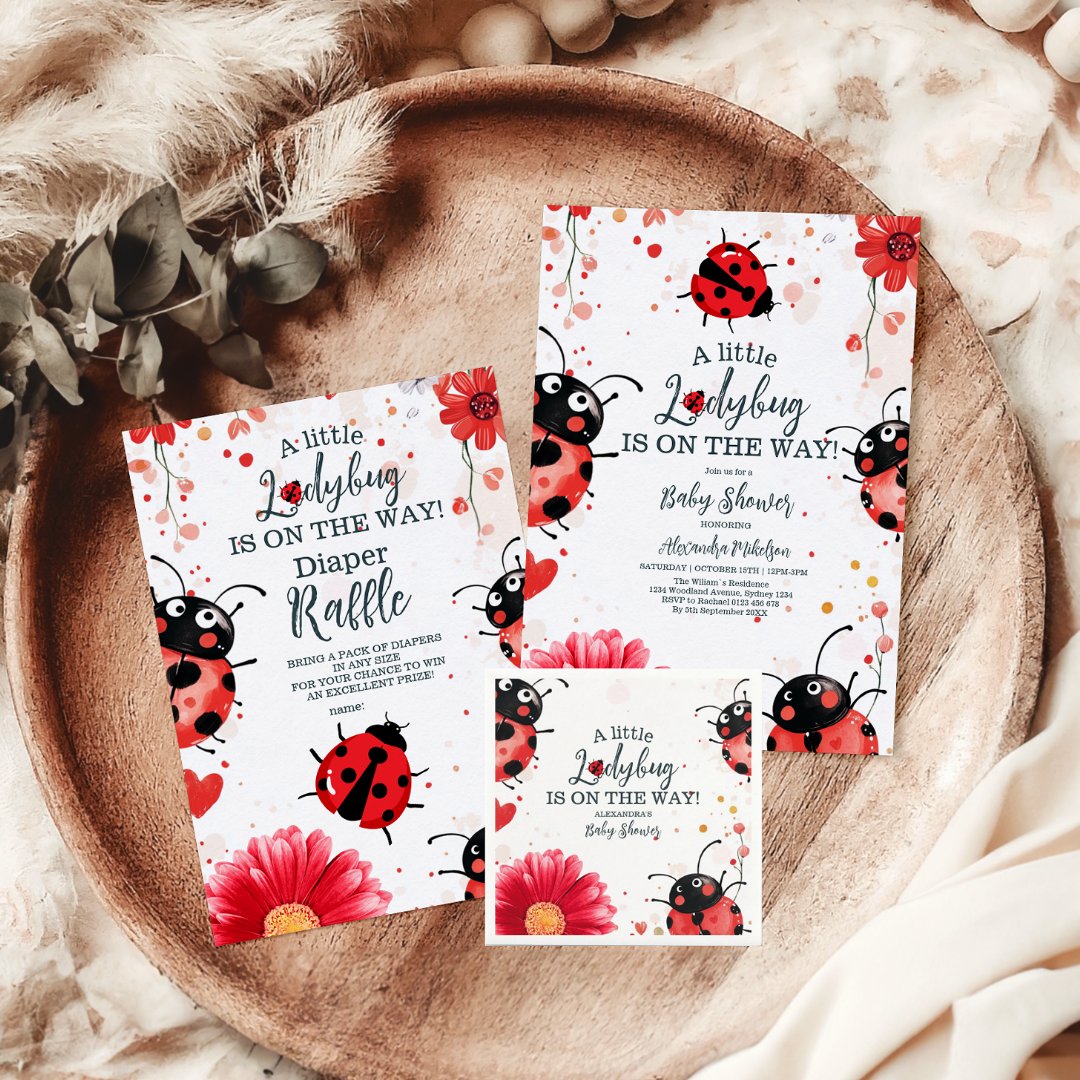 Boho Little Ladybug Baby Shower Invitation | Zazzle