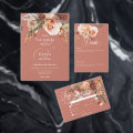 Boho Peach & Rust Floral Rust Wedding Invitation | Zazzle