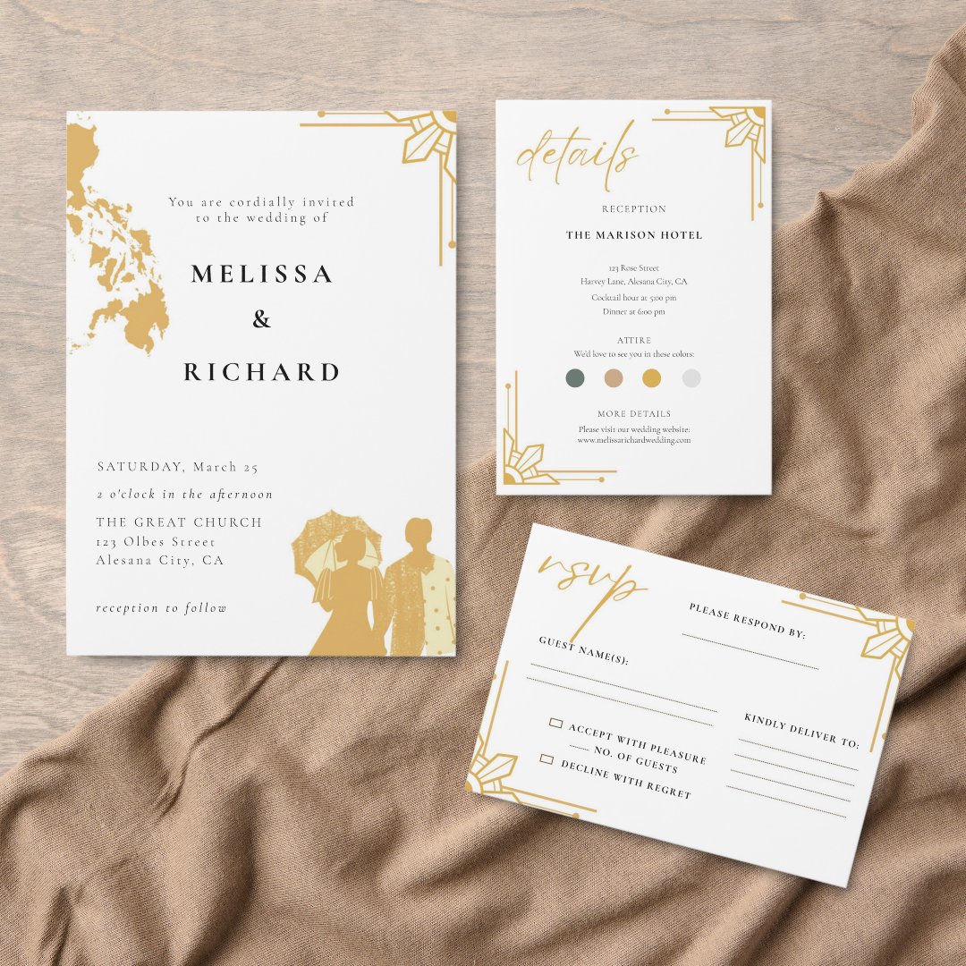 Boho Philippines Sun Wedding Invitation Filipino | Zazzle