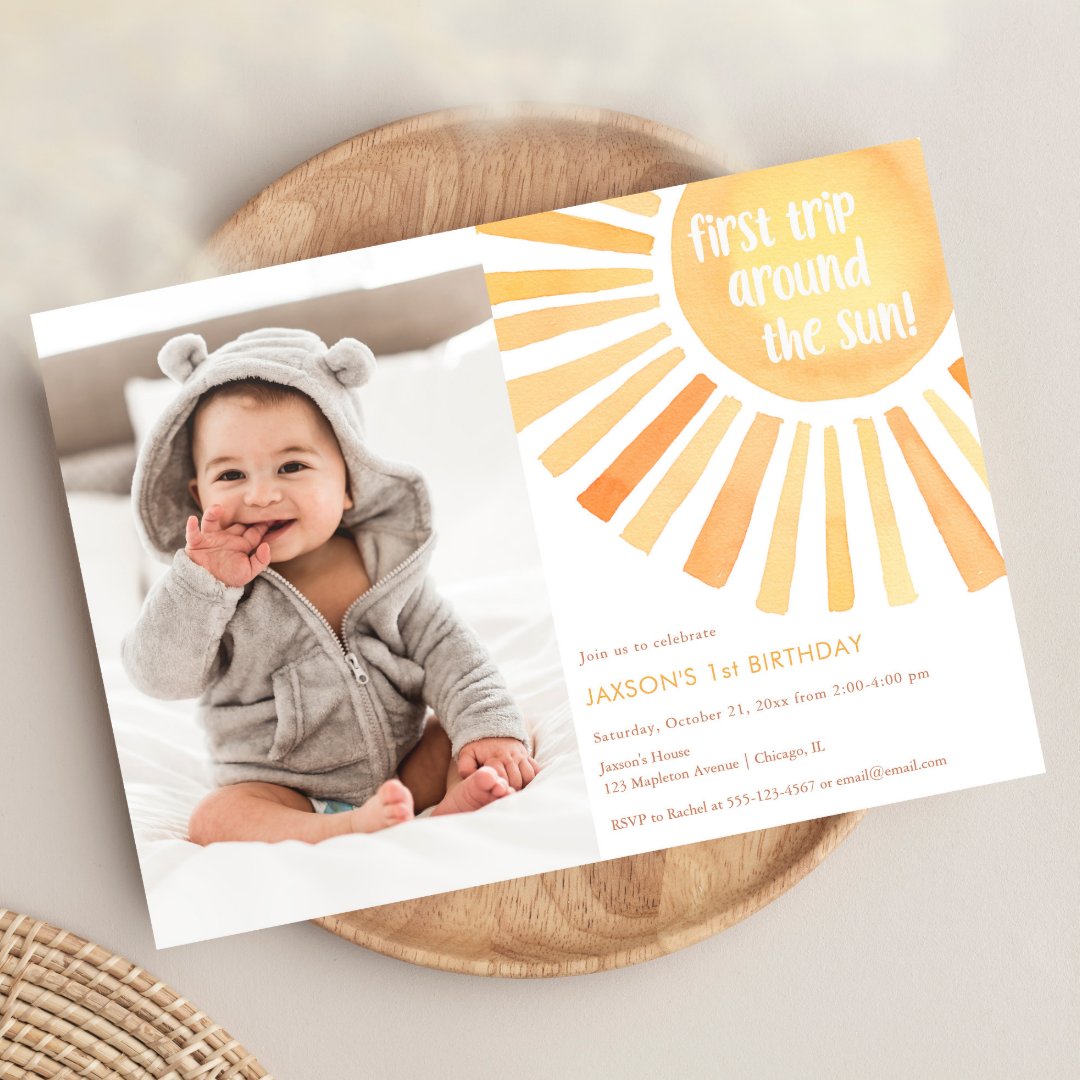 First trip around the Sun 1st birthday party Invitation | Zazzle