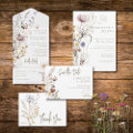 Boho Pastel Wildflowers Modern Floral Wedding Invitation | Zazzle