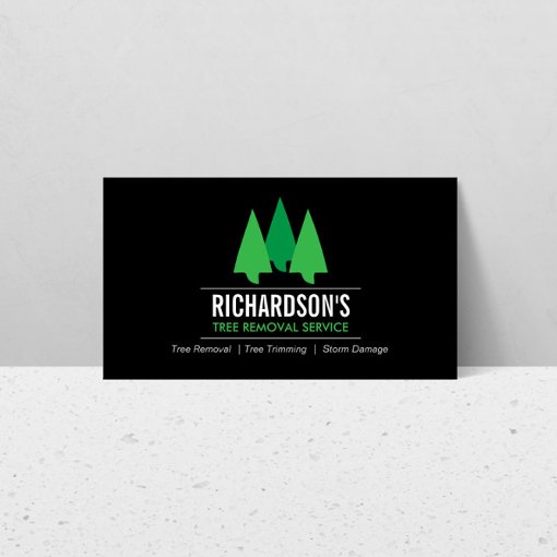 Bold Tree Service Logo Green/Black Business Card | Zazzle