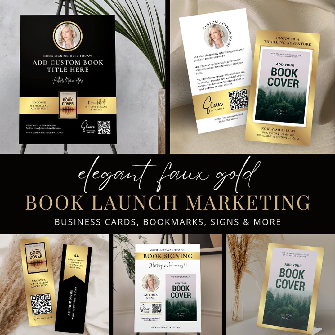 Book Signing Book Cover Author Photo White & Gold Foam Board | Zazzle