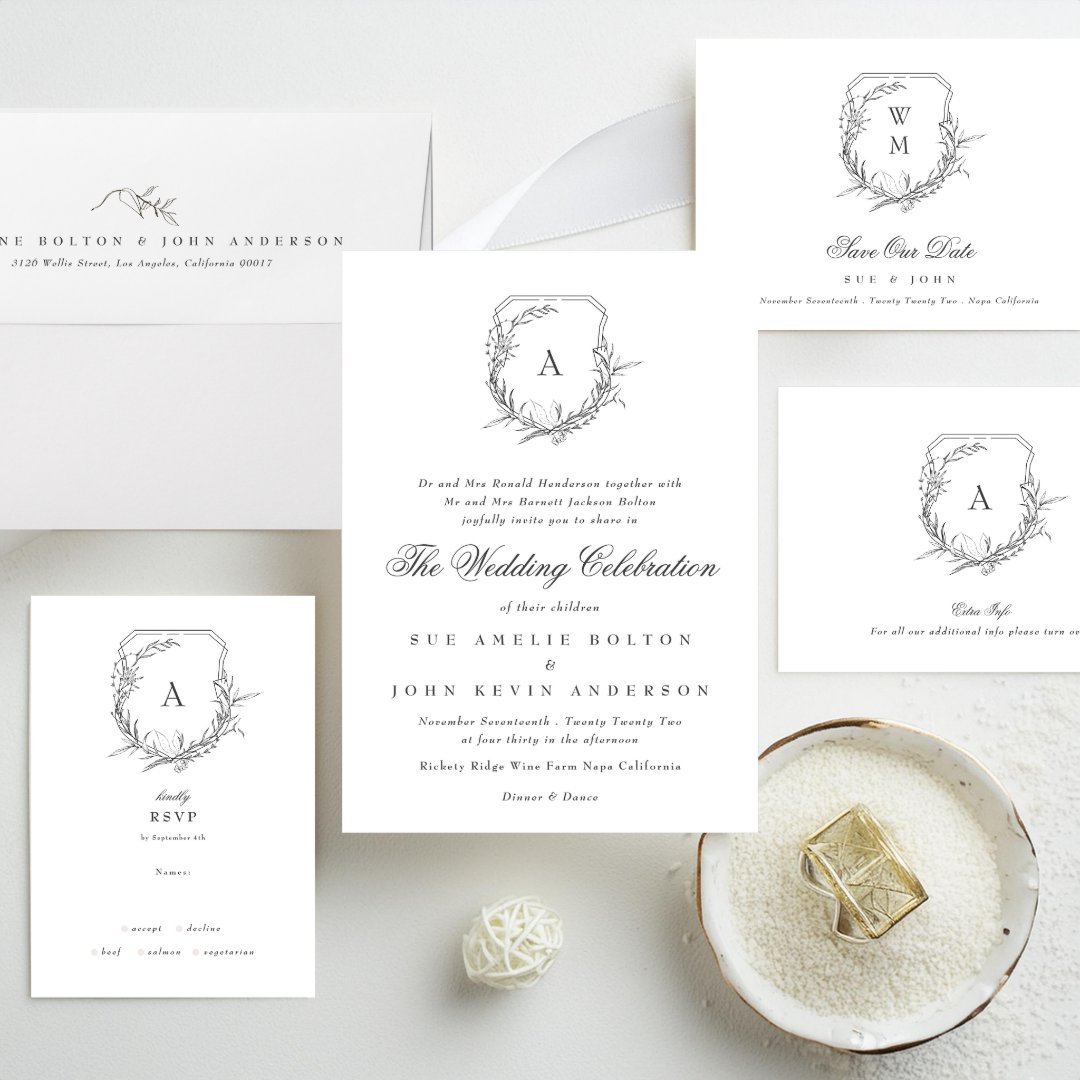 classic elegant formal traditional monogram logo invitation | Zazzle