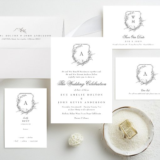 classic elegant formal traditional monogram logo invitation | Zazzle