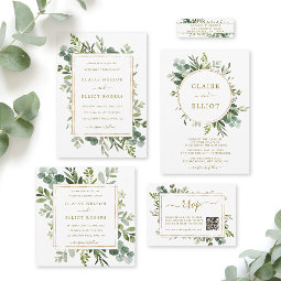 Blank Botanical Gold Greenery Invitation | Zazzle