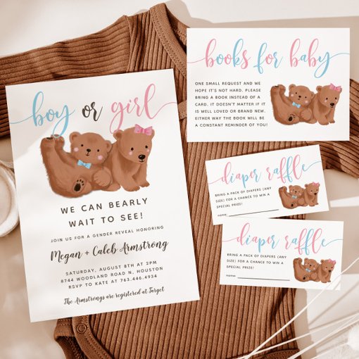 Cub Bear Gender Reveal Party Classic Round Sticker Zazzle