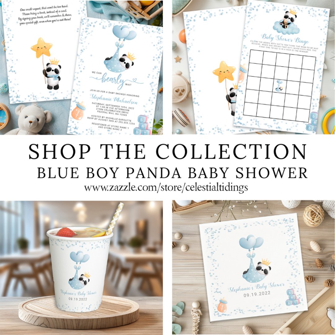 Boy Panda Bear Blue Baby Shower Napkins | Zazzle