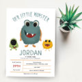 Boys Modern Blue Monster Kids 2nd Birthday Invitation | Zazzle
