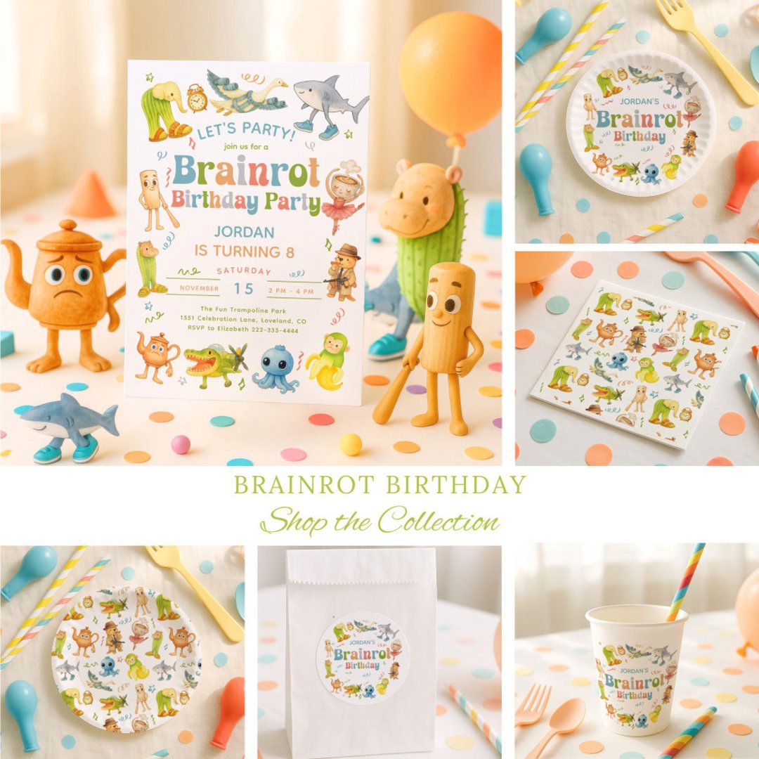 Brainrot Meme Birthday Party Invitation | Zazzle