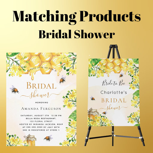 Budget Bee Bridal shower yellow florals invitation | Zazzle