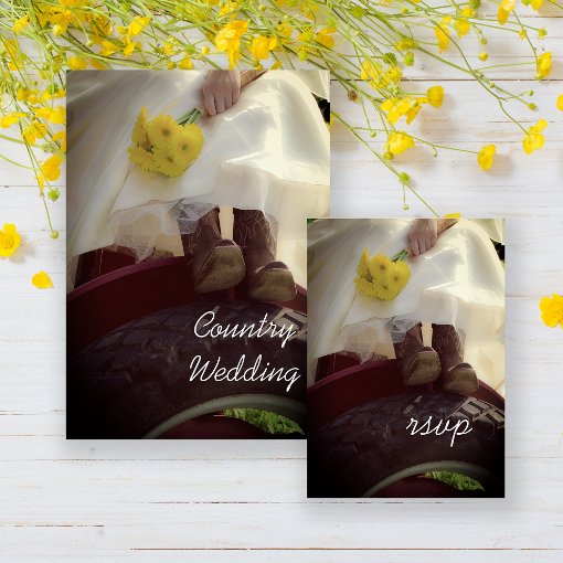 Bride on Tractor Farm Wedding Invitation | Zazzle