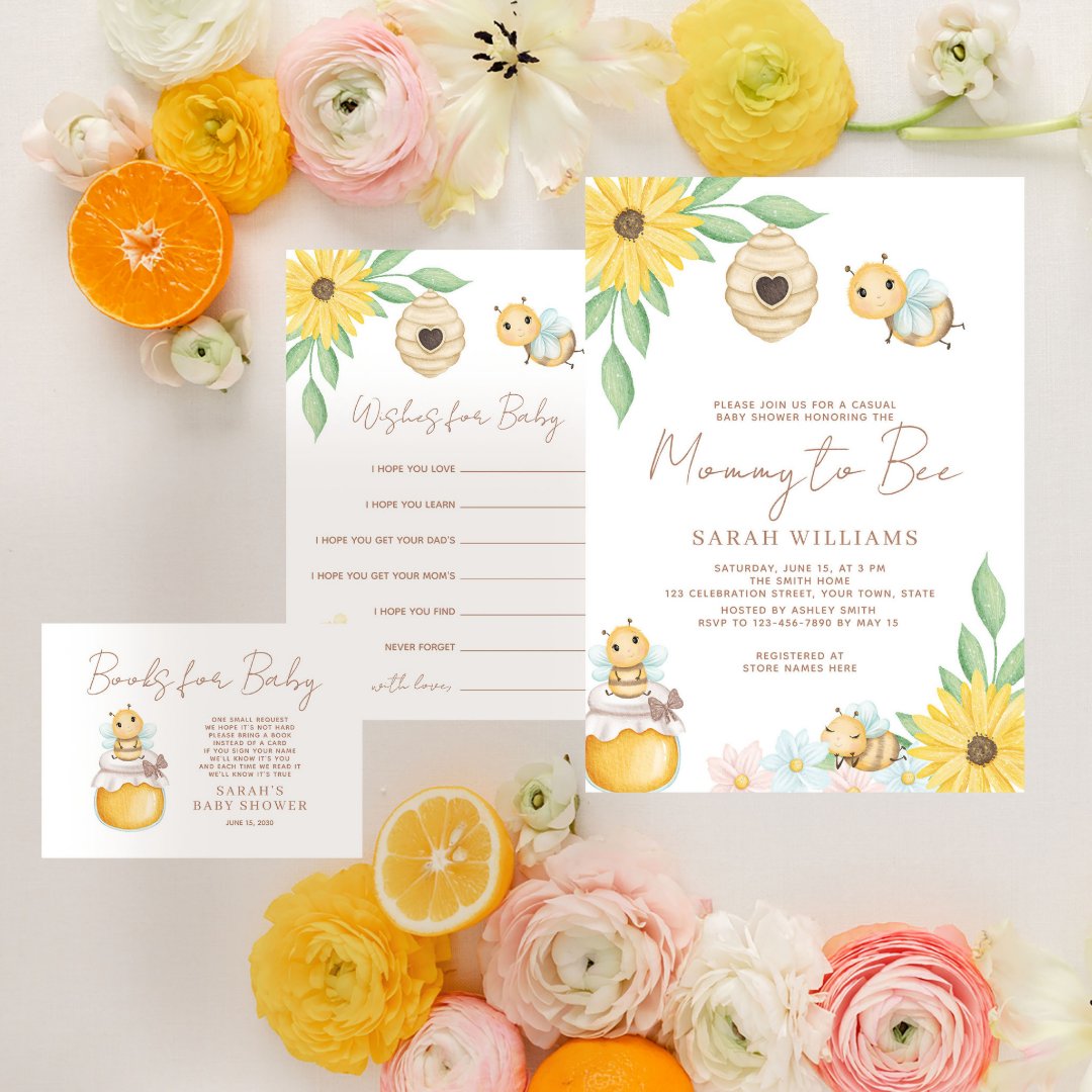 Display Shower Cute Bee Gender Neutral Baby Shower Enclosure Card | Zazzle