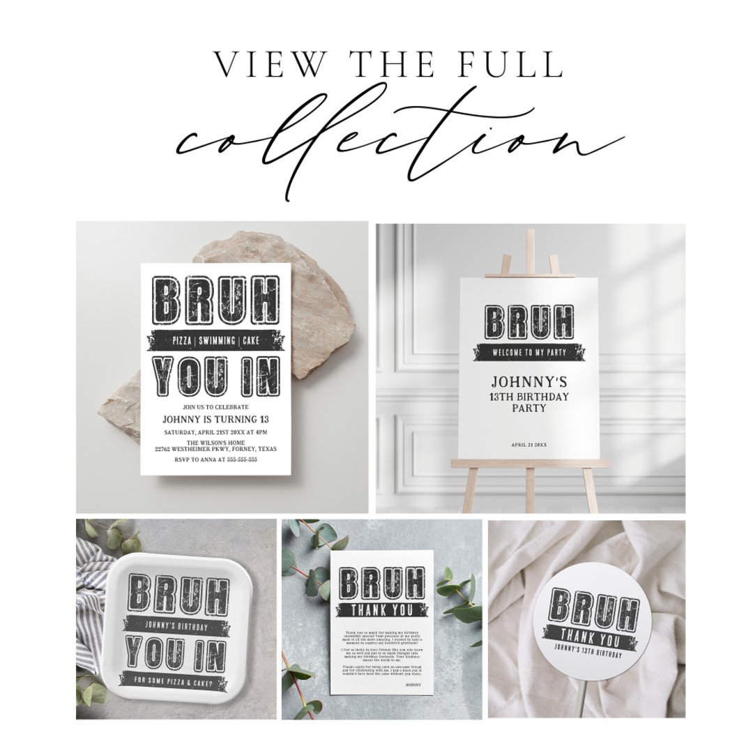 Bruh, You In? Pool Party Teen Boy Birthday Invitation | Zazzle