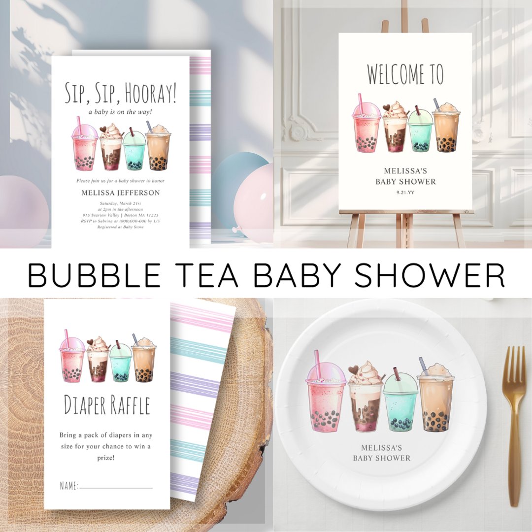 Bubble Tea Boba Baby Shower Invitation | Zazzle
