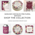 Burgundy Blush Pink Happy Birthday Party Poster | Zazzle