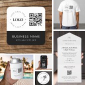 Custom Business Company Logo QR Code & Text Simple Square Sticker | Zazzle
