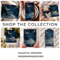 Celestial Midnight Blue Stars Moon Wedding All In One Invitation | Zazzle