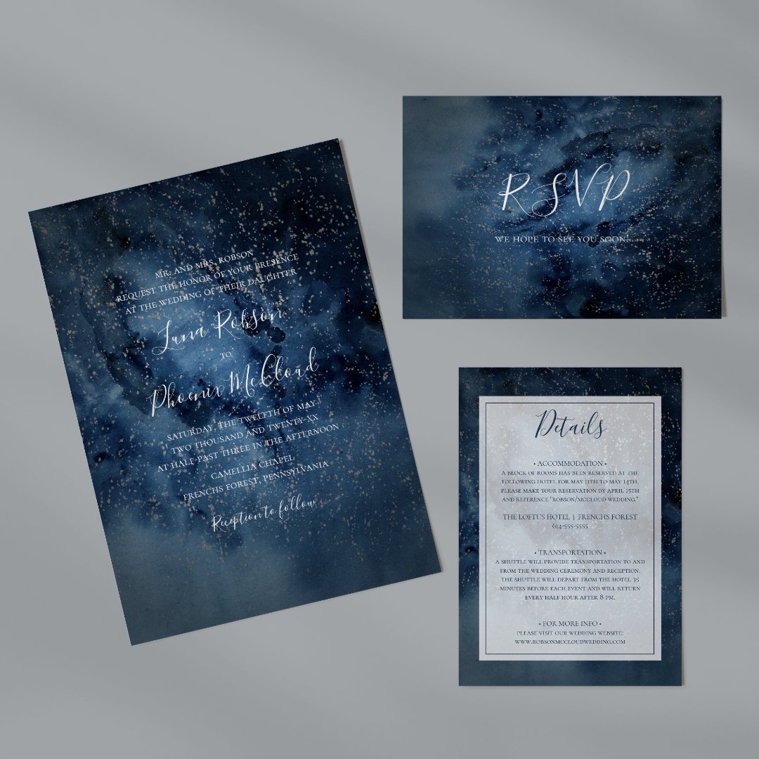 Celestial Night Sky With Frame Traditional Wedding Invitation | Zazzle