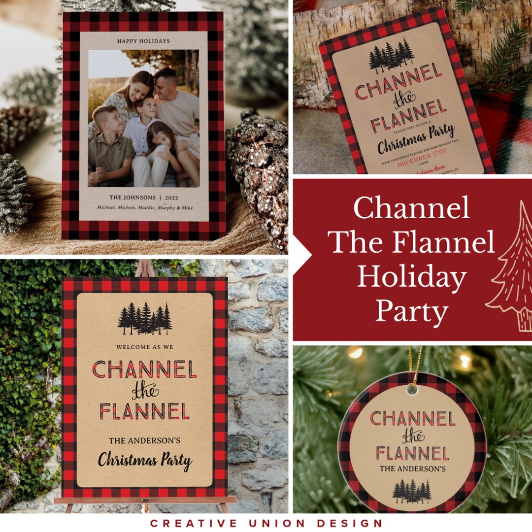 Channel The Flannel Christmas Party Invitation | Zazzle