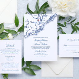 Charleston SC Elegant Navy Blue Wedding Save The Date | Zazzle