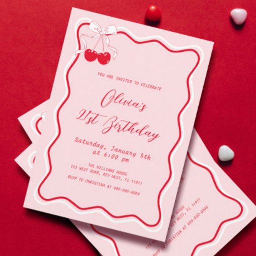 Photo Cherry Birthday Party Invitation | Zazzle