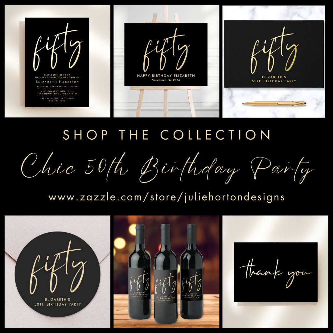 Chic Script 50th Birthday Party Foil Guest Book | Zazzle