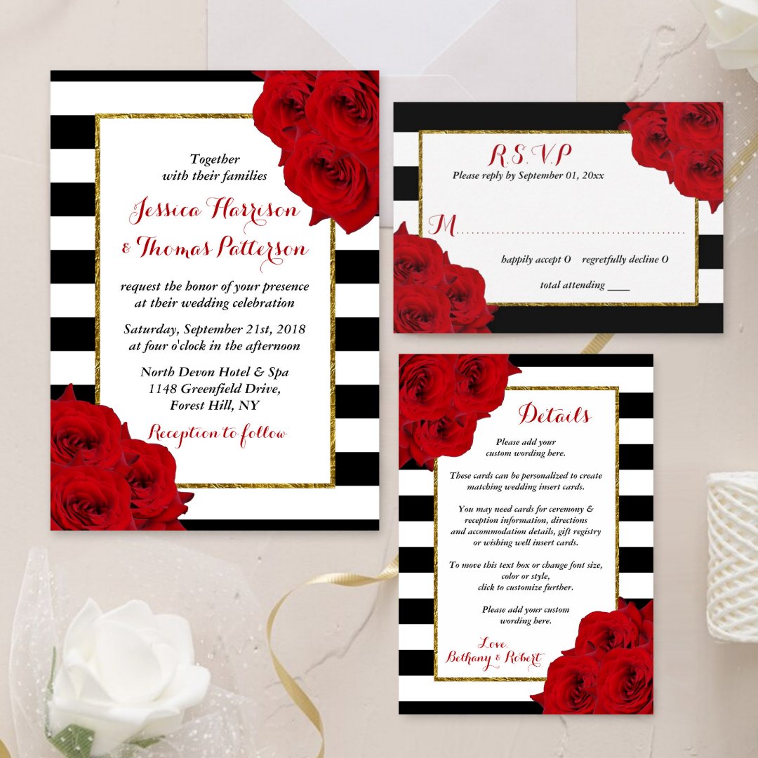 The Chic Modern Luxe Wedding Collection- Red Roses Announcement ...