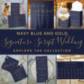 Elegant Navy Blue And Gold Wedding Photo Backdrop | Zazzle