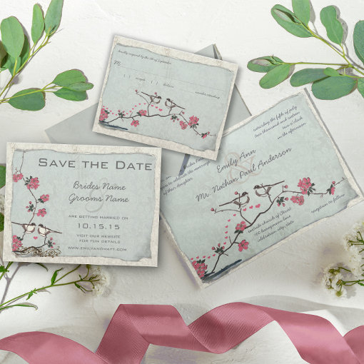 Chickadee Vintage Love Birds Wedding Stickers | Zazzle